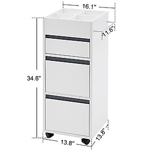 BarberPub Salon Trolley with Drawers Barber Cart Storage Cabinet Beauty Organizer Spa Equipment 2039 (White)