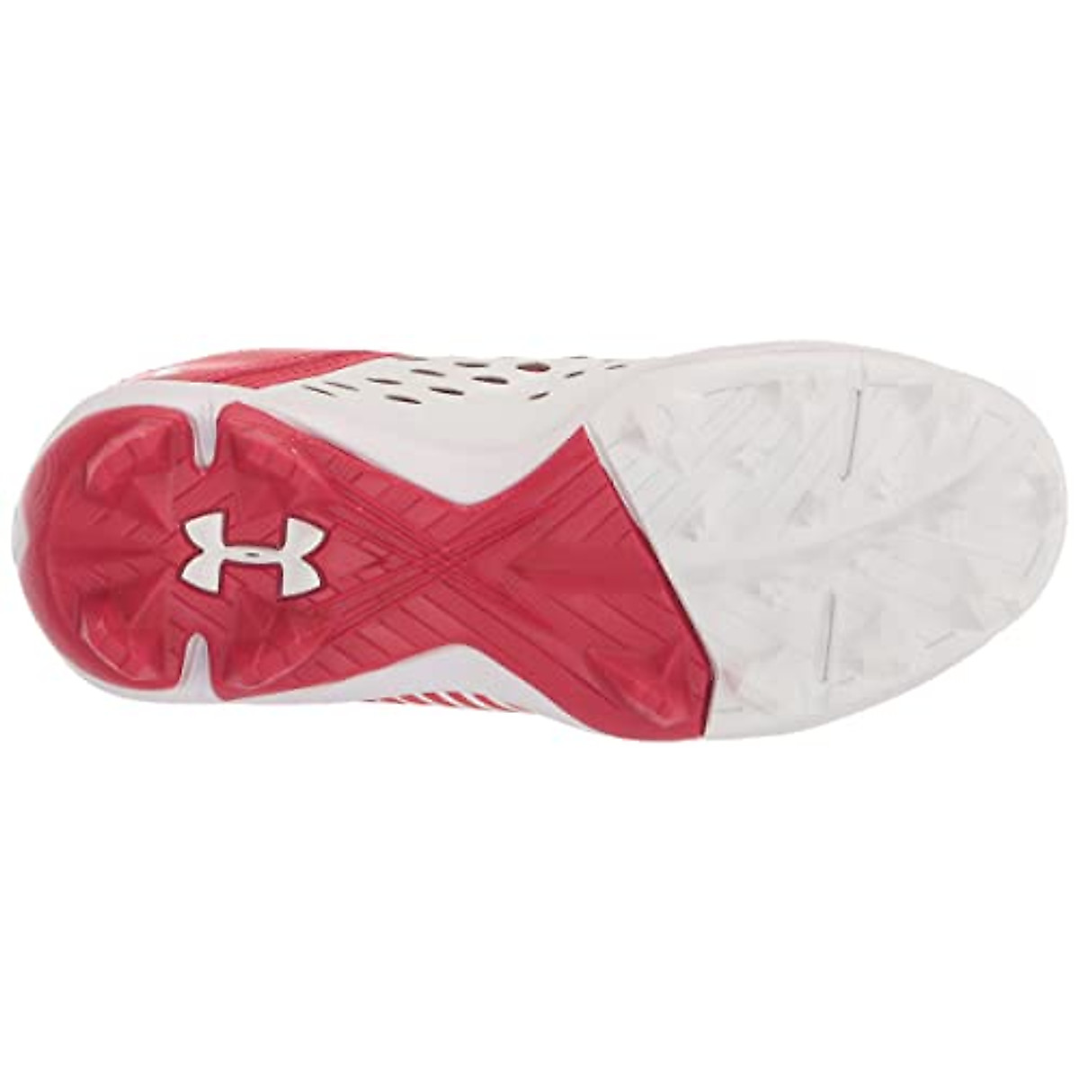 Under Armour Baby Boys Leadoff Low Junior Rubber Molded Cleat Baseball Shoe, (601) Red/White/White, 3 Little Kid US