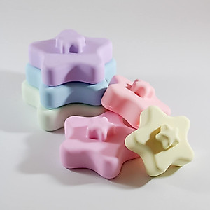 Baby Step Silicone Baby Stacking Rings - Teething Rings Toy, Star Shaped Soft Sensory teether, Early Developmental Educational Baby Travel Toy 6 Pieces Portable Montessori Toys