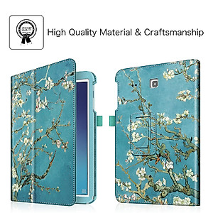 Fintie Folio Case for Samsung Galaxy Tab E 9.6 2015 (Model SM-T560/T561/T565/T567), Slim Fit Premium Vegan Leather Cover, Blossom