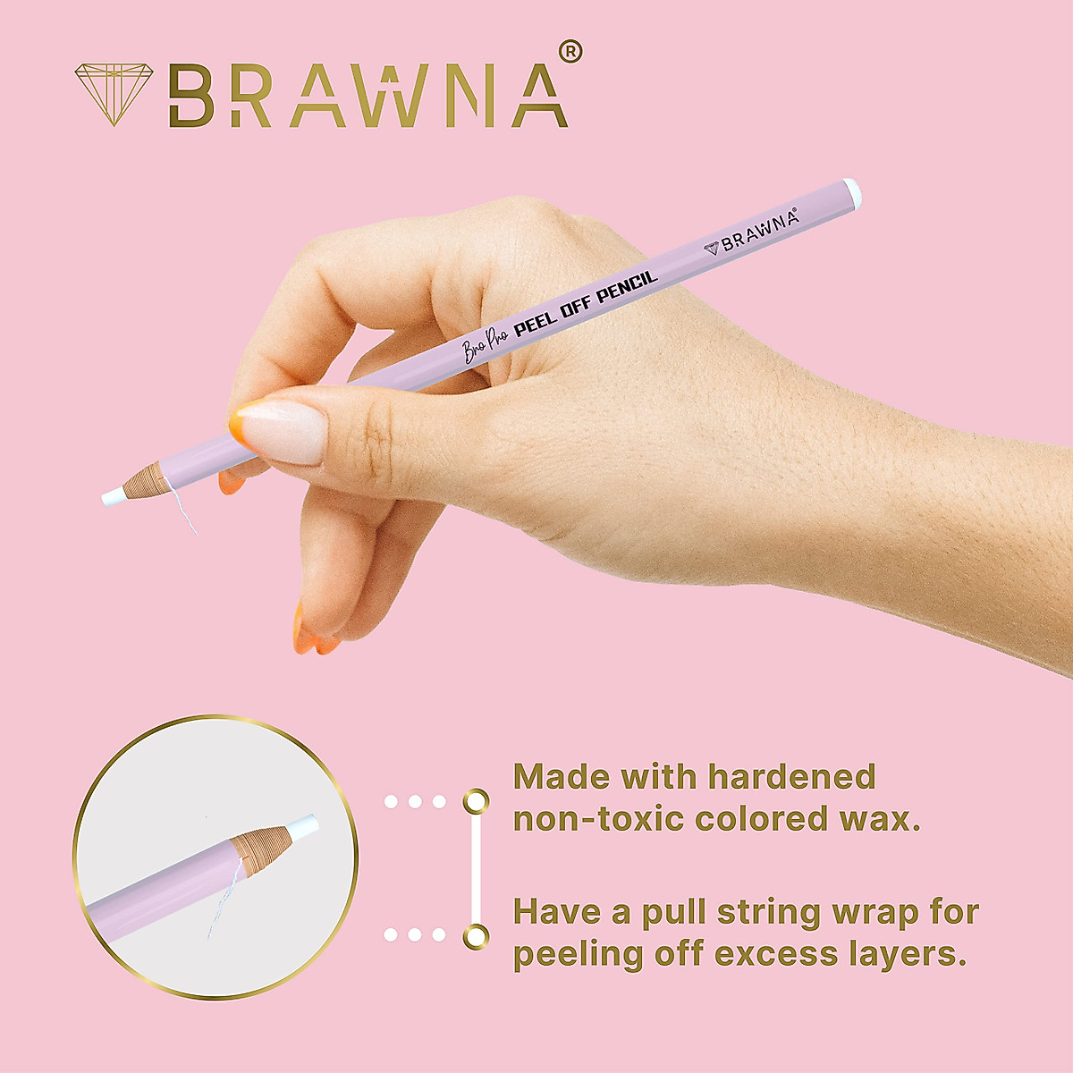 Brawna 12 Pack Brow Pro Peel Off Pencils For Lip & Eyebrow Mapping - Lip Blushing Supplies - Eyebrow Mapping - White
