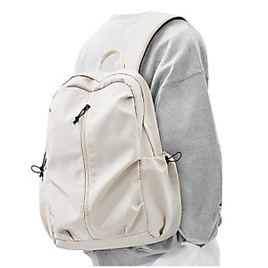 WEPOET School Backpack For Teens Boys Girls Cute Bookbag High School Bag Waterproof Casual Daypack College Backpack For Women Men Student Travel Backpack（Beige）