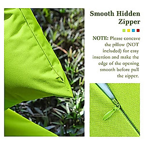 Lewondr Waterproof Outdoor Throw Pillow Cover, 2 Pack Solid PU Coating Throw Pillow Case UV Protection Garden Cushion Cover for Patio Sofa Couch Balcony 18"x18"(45x45cm) - Fluorescent Green