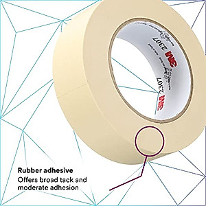 3M Masking Tape 2307, Tan Color, General Purpose, Rubber Adhesive, Crepe-Paper Backing, 24 mm x 55 m, 5.2 mil, 1 Roll
