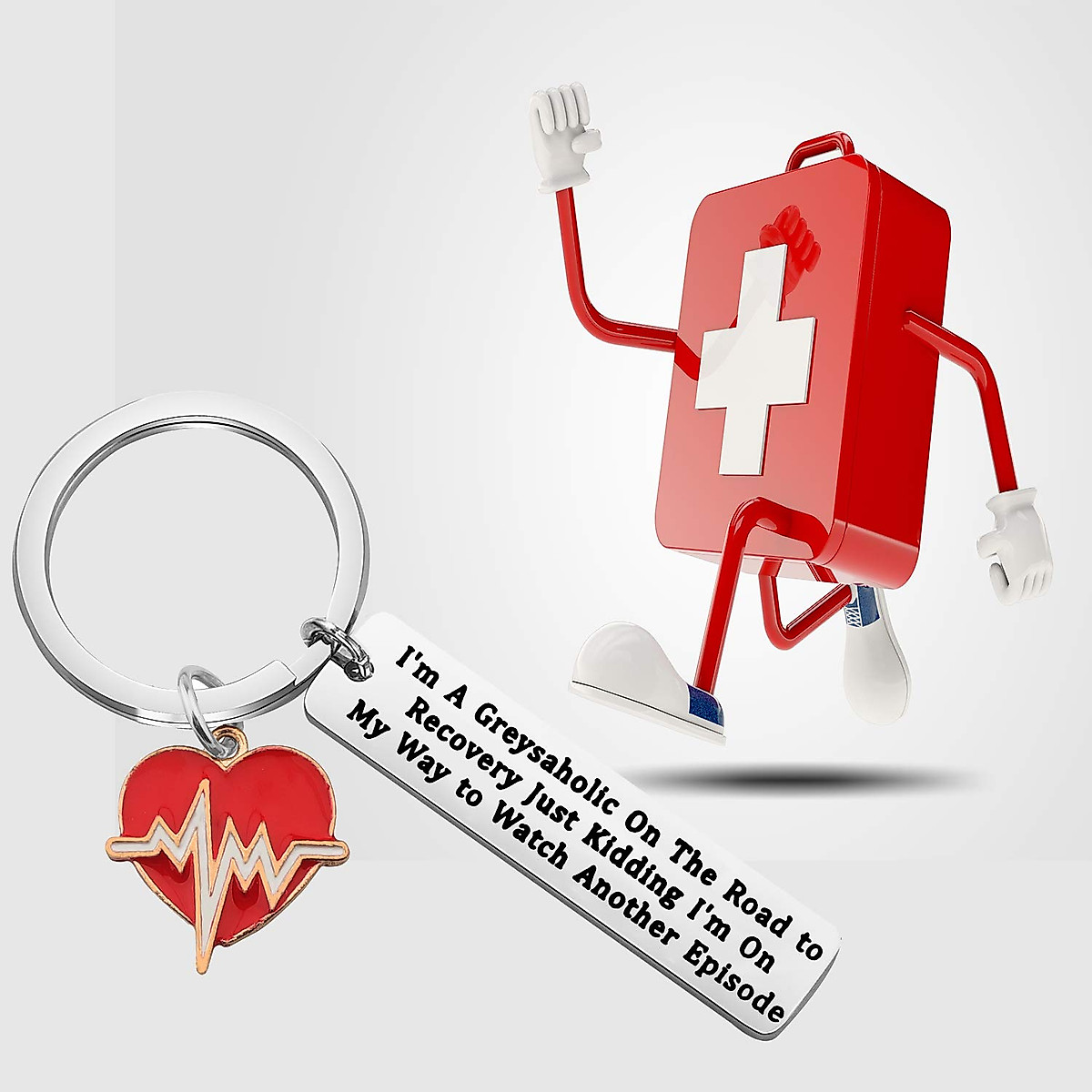 TGBJE I’m A Greysaholic On The Road To Recovery Keychain TV Show inspired Gift For Fans (Greysaholic keychain)