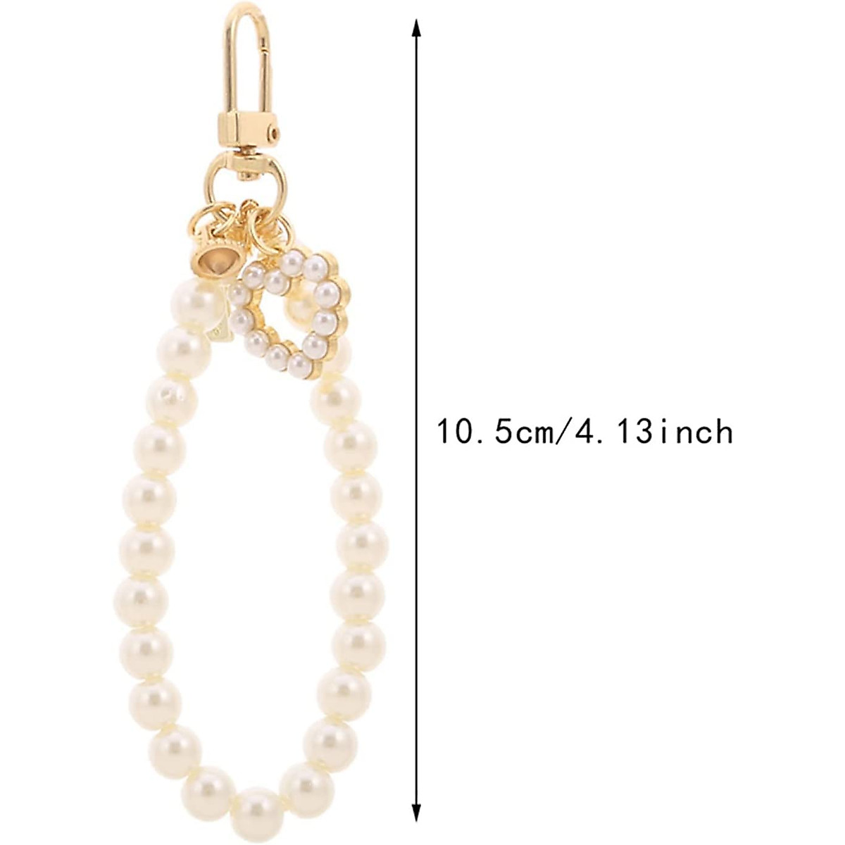JJLFresheners Women's Imitation Pearl Chain, Golden Car Key Chain Backpack Key Pendant Accessories Key Ring Charm Gifts, Love Heart Car Keychain 1PC