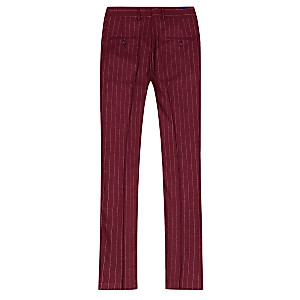 Mens 3 Piece Stripe Suits Set Checked 2 Button Tux Blazer Jacket Vest Trousers