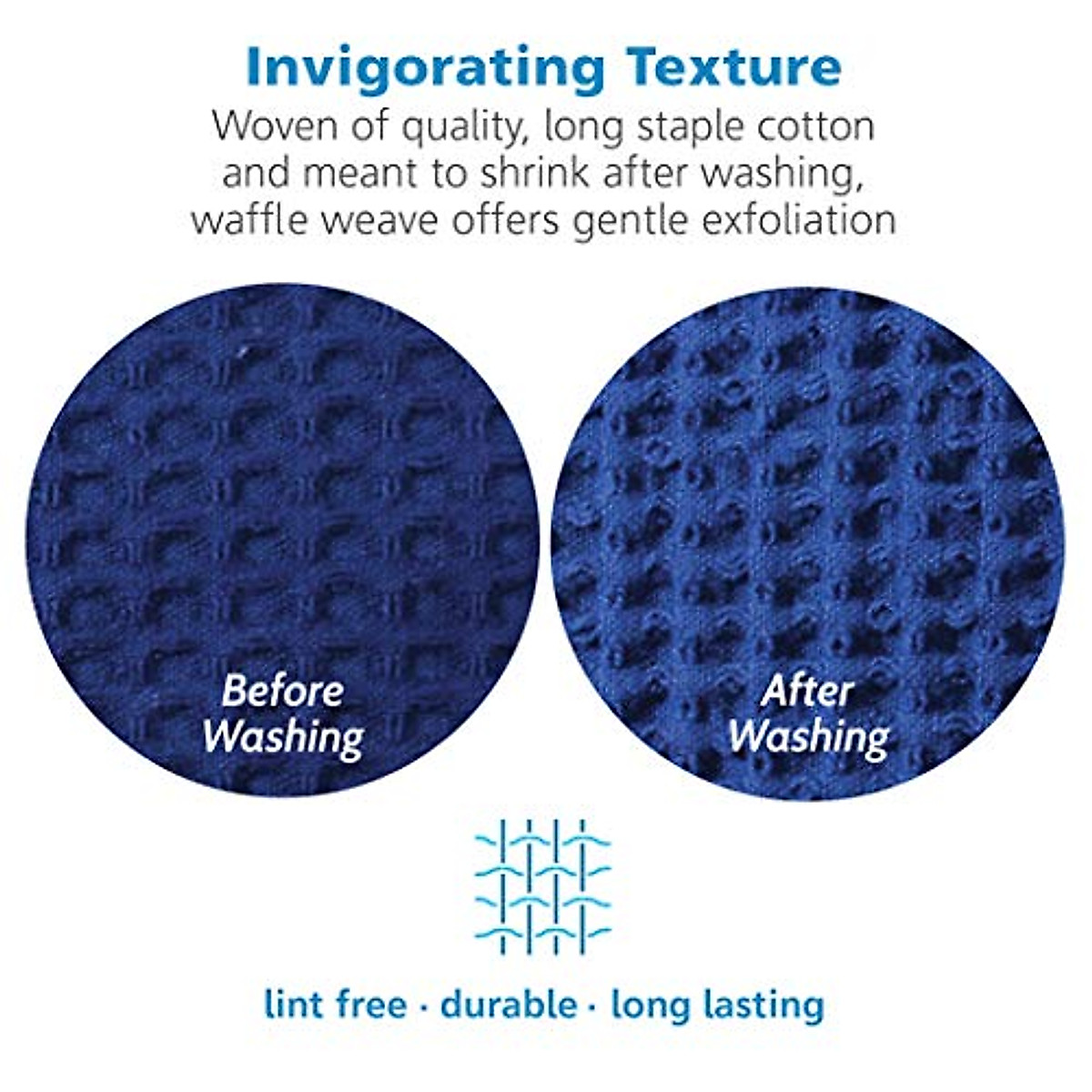 GILDEN TREE Waffle Towel Quick Dry Thin Exfoliating, 4 Pack Washcloths for Face Body, Classic Style (Indigo)