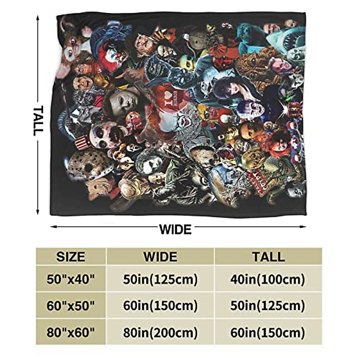 Halloween Horror Movies Throw Blanket Super Soft Flannel Air Conditioning Blanket for Couch Sofa Chair Office Travelling Camping Gift in All Seasons,50×40inch