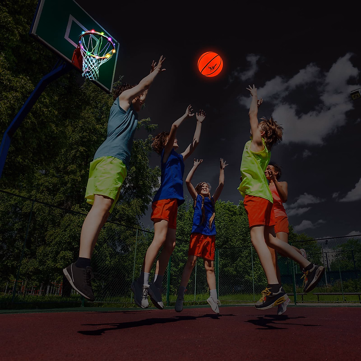 2 Pcs Light Basketball Glow in the Dark Basketball LED Basketball Hoop Lights Remote Control Basketball Rim Lights Waterproof Rim Lights 17 Colors 7 Lighting Modes for Boys Gift Age 12(Number 6)