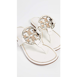 Tory Burch Women's Metal Miller Flip Flops, Bleach/Gold, 7.5 Medium US