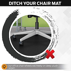 Heavy Duty Chair Wheels. Replaces Chair mat. Hardwood Floor Safe. Set of 5 … (4 inch XL)