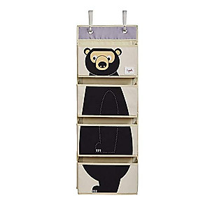 3 Sprouts Over The Door Baby Organizer - Essential Newborn Nursery Storage, Stuffed Animal Holder and Toy Organizer for Room and Closet - Bathroom and Bedroom Storage Solution - Hooks Included, Bear