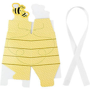 30pcs DIY Paper Favor Boxes Small Candy Treat Boxes for Wedding Bridal Baby Shower Birthday Party Decorations (Yellow Bee Style)
