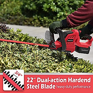 PowerSmart Hedge Trimmer Cordless, 20V Max Battery Operated Hedge Clippers Cordless with 22-Inch Blade, 180° Rotating Handle Battery Powered Shrub Trimmer, Lithium-Ion Battery and Charger Included