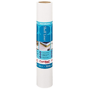 Con-Tact Brand Simple Elegance Textured Non-Adhesive Durable Shelf and Drawer Liner, 12" x 5', White Diamonds, 6 Rolls