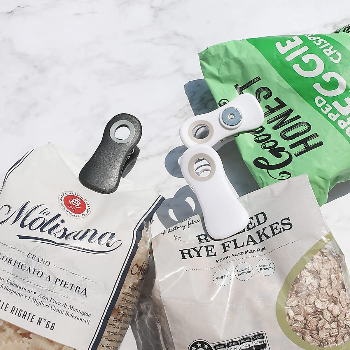 Hasanni Magnetic Clips - Food Clips, Chip Clips, Bag Clips for Food Storage with Air Tight Seal Grip for Bread Bags, Snack Bags and Food Bags( Pack of 10, Candy Colors)