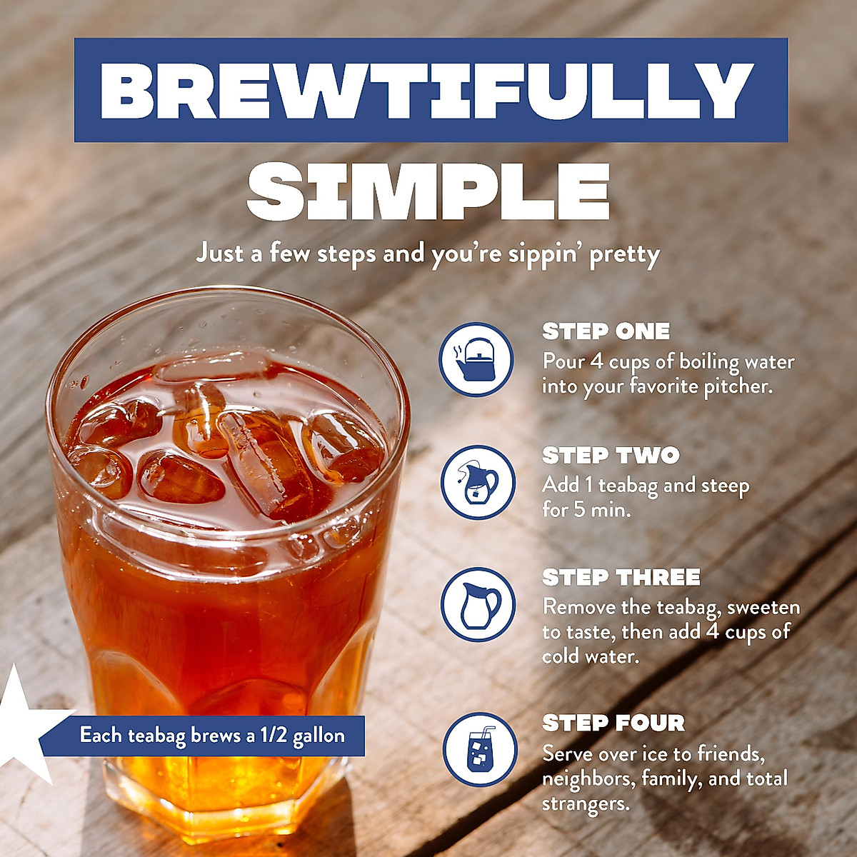 HTeaO Georgia Peach Black Tea Sachets - 8 Gallons Per Package - Real Texas-Style Flavored Iced Tea in 5 Minutes (Pack of 16 Sachet Bags)