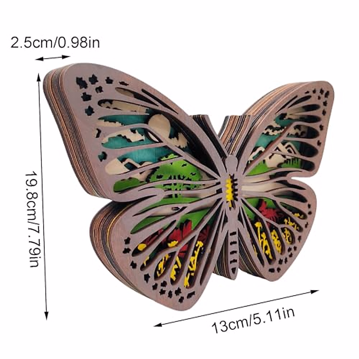 Wooden Animals Light, 3D Multi-layer Wooden Carving Light, Durable Wooden Butterfly Lights, Portable Wood Carved Lamp, Woodcarving Animal Crafts Glowing Butterfly Decor for Desktop Living Room Bedroom