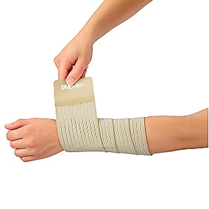 MUELLER Sports Medicine All-Purpose Support Wrap for Men and Women, Adjustable Compression for Joint and Muscle Support, Beige, Regular (Pack of 1)