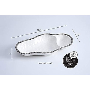 Pampa Bay Porcelain 2-Section Serving Tray Platter (White)