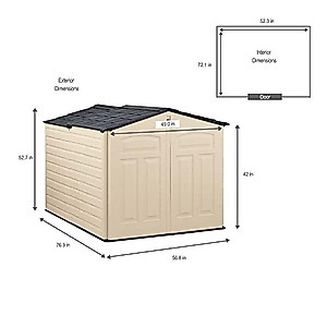 Rubbermaid Slide-Lid Resin Weather Resistant Outdoor Storage Shed, 6 x 3.75 feet, 96 cu. ft., Olive/Sandstone, for Garden/Backyard/Home/Pool