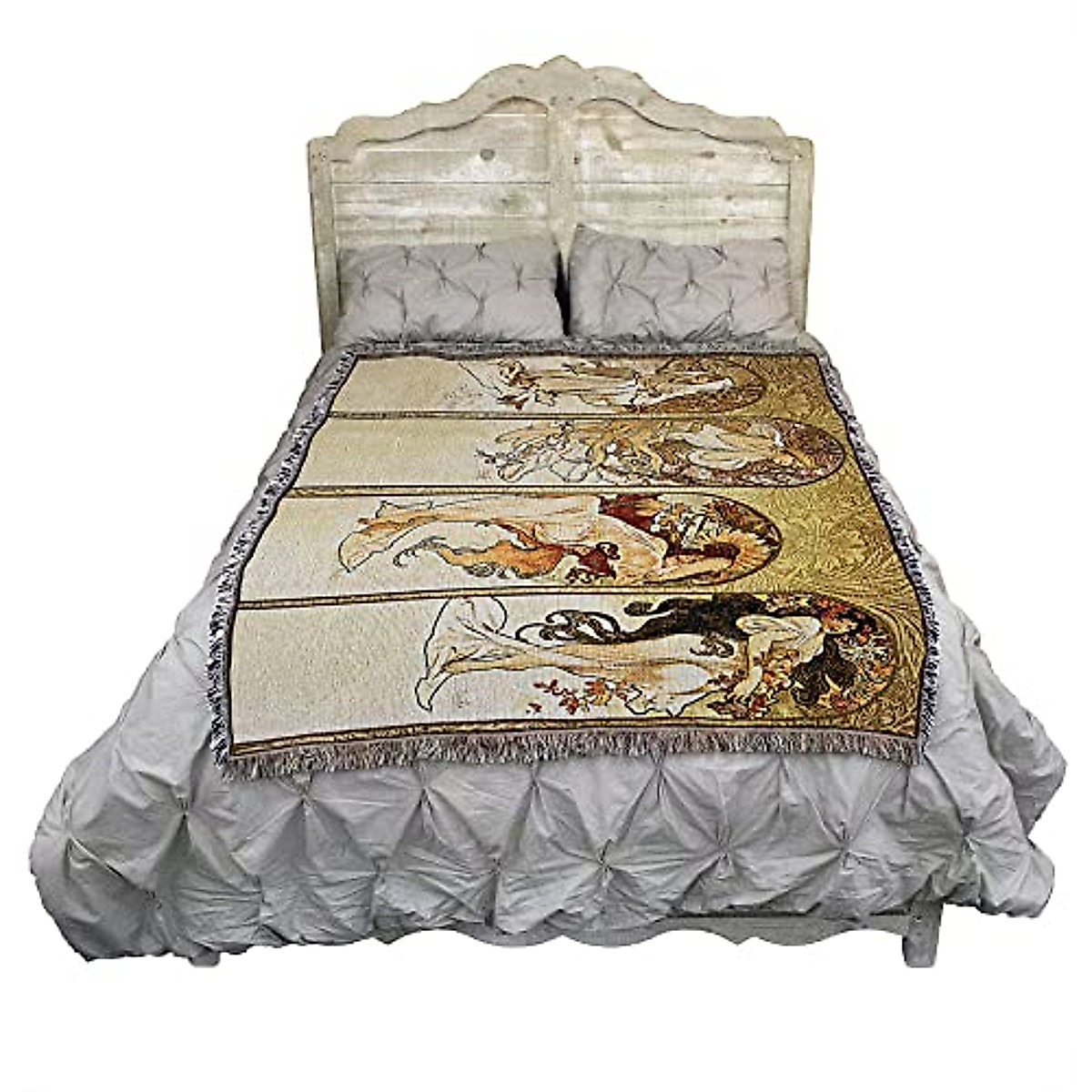 Pure Country Weavers The Seasons Vintage Fine Art Poster Blanket by Alphonse Marie Mucha - Gift Tapestry Throw Woven from Cotton - Made in The USA (72x54)