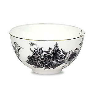 Koken – 4 Bowls Set fine bone china with design Black & White with gold Ring - Ideal for special occasions or every day - Stackable-Mixing Bowls- Kitchen Essentials & Tableware.
