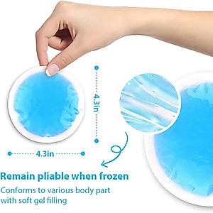 NEWGO Small Ice Packs for Injuries Reusable, 6 Pack Gel Cold Packs Round Hot Cold Compress with Cloth Backing & Sleeve for Pain Relief, Wisdom Teeth, Breastfeeding, Tired Eyes, Face, Headaches