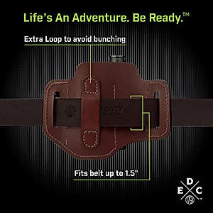 1791 EDC Multitool & Flashlight Holster, Leather EDC Organizer Belt Pouch Fits Multitool, Knife, Flashlight, Keys - Compatible with Heavy Duty Leatherman, Gerber, SOG Multitools - Easy Slide, Brown