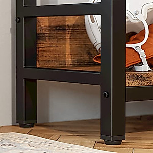 IRONCK Industrial Bookshelves 6 Tiers Corner Bookcases with Baffles Etagere Shelf Storage Rack with Metal Frame for Living Room Home Office