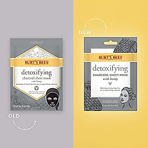 Burt's Bees Face Masks Easter Basket Stuffers, Detoxifying Charcoal Facial Skin Care Spring Gift, 100% Natural, Single Use (6 Count)