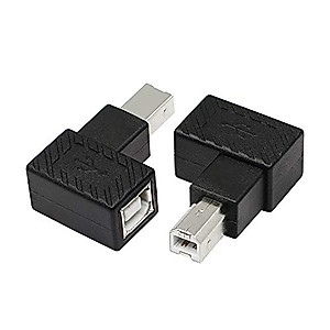 YACSEJAO USB 2.0 Type-B Printer Adapter, 2Pack 90 Degrees USB 2.0 B Male to Type-B Female Printer Adapter， for Printer, Scanner, Mobile HDD and More（Left Angle+Right Angle）
