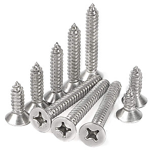 ZLYY 100pcs M4x30mm Stainless Flat Head Phillips Self-Tapping Wood Screw 18-8 (304) Stainless Steel Screw