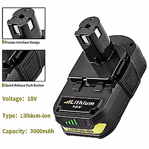 3.0Ah for Ryobi 18V Lithium-ion ONE+ Plus Battery P102 P103 P104 P105 P107 P108 P109 P122 Cordless Power Tools 2 Packs
