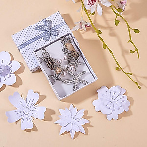 PH PandaHall Starfish Shell Anklet Bracelets, 7" Mermaid Bracelets Conch Starfish Faux Pearl Anklet Bracelet Charm Women Bohemian Adjustable Shell Bracelet Mermaid Costume Jewelry for Women, Silver