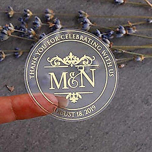 Gold Wedding Stickers, Semi Transparent Labels, Rose Gold Favor Stickers, Personalized Stickers, Foil Envelope Seals, Wedding Labels