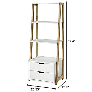 4D Concepts HEIDI BOOKCASE, White and Natural Wood