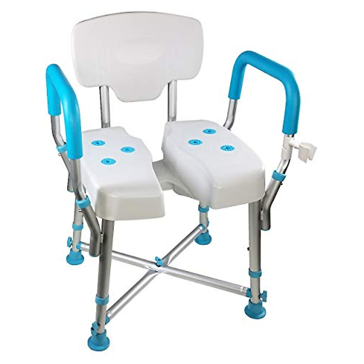 MedGear A-0273A DURA Hygienic Cutout Shower Chair with Back and Arm Rests Including Free Clip-on Shower Head Holder