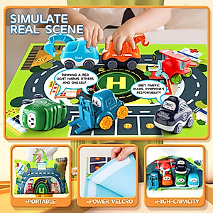 Big Cartoon Truck Car Toys for 1 Year Old Boy with Playmat/Storage Bag|Baby and Toddler Toys 12-18 Months & Age 1-2|1st Birthday Gift for 1 2 Year Old Boy, Easter Basket Stuffers