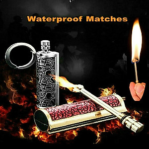 Dragon Honor Fire Starter Lighter Waterproof Flint Match Metal Keychain Camping Survival Kit,Forever Metal Match Lighter (Black)