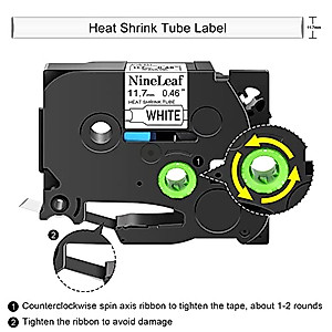 NineLeaf 1 Pack Black on White Heat Shrink Tubes Label Tape Compatible for Brother HSe-231 HSe231 HS231 HS-231 P-Touch GL-100 PT200 PT1000 PT1100 PT1200 PT-E200 PT1180 ST1150 Label Maker