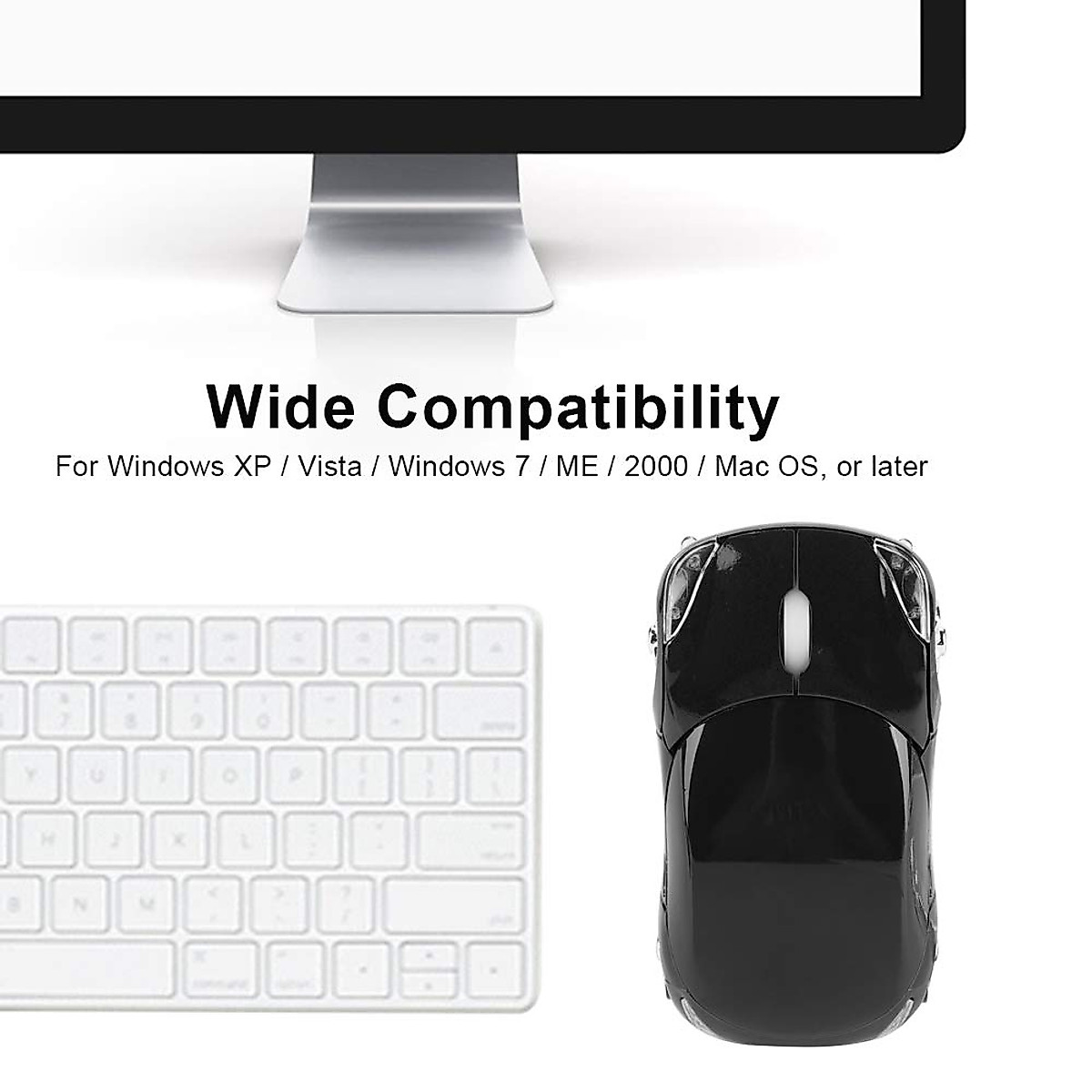 Zerone 2.4GHz Mouse, Portable Optical Mouse 1600DPI for/Android/ME/Windows PC/Tablet Gaming Office (Black)