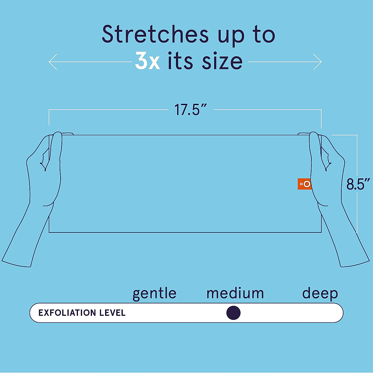 Cleanlogic Body Exfoliating Cloth, Stretchy Detox Charcoal Infused Exfoliator Bath and Shower Washcloths, Reusable Daily Skincare Tool, 3 Count Value Pack