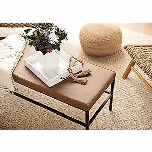 Decor Therapy Round Braided Natural Jute Woven Pouf Ottoman, 19" x 10"