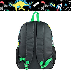 RALME Space Dinosaur Backpack for Boys, 16 inch, Black