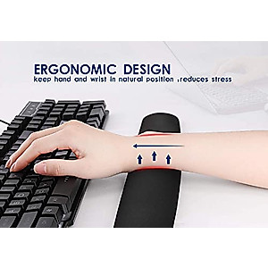 Silicone Keyboard Wrist Rest Pad- Non-Slip Durable & Comfortable for Easy Typing & Pain Relief, Gel Wrist Rest for Keyboard, Strong Grip Designed for Office & Home Use Black 15.7x2.5 in