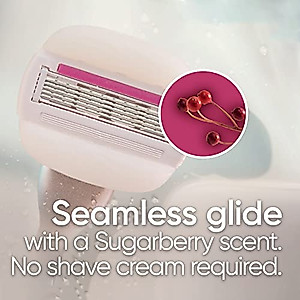 Gillette Venus, Razors for Women, Comfortglide, Womens Razor, Olay Sugarberry, Venus Razor Refills for Women, Rose Gold Metal Handle + 4 Blade Refills, Razor Blades, Razors, Womens Razors for Shaving