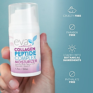 Eva Naturals Collagen Face Moisturizer Peptide - Anti-Wrinkle Facial Moisturizer For Face - Deeply Hydrating Multi-Peptide Collagen Boosting Face Cream, Facial Skin Care For Smoother Skin - 50ml