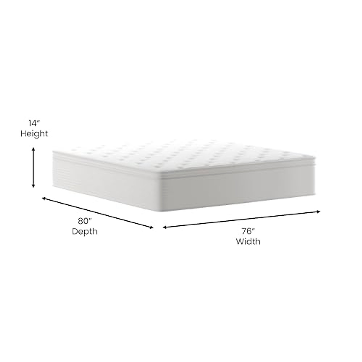 Flash Furniture Vista Hospitality Grade Commercial Mattress in a Box 14 Inch, Premium Memory Foam Hybrid Pocket Spring Mattress, Reinforced Edge Support, King, White
